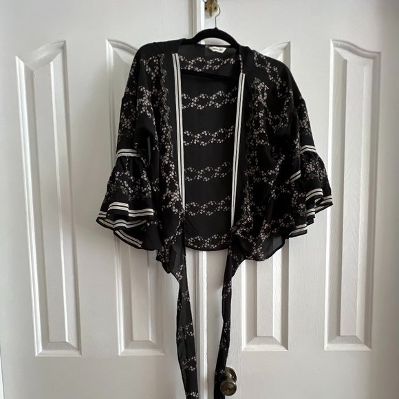 Max Studio | Tops | Max Studio Sheer Black Ruffle Wrap Blouse | Poshmark